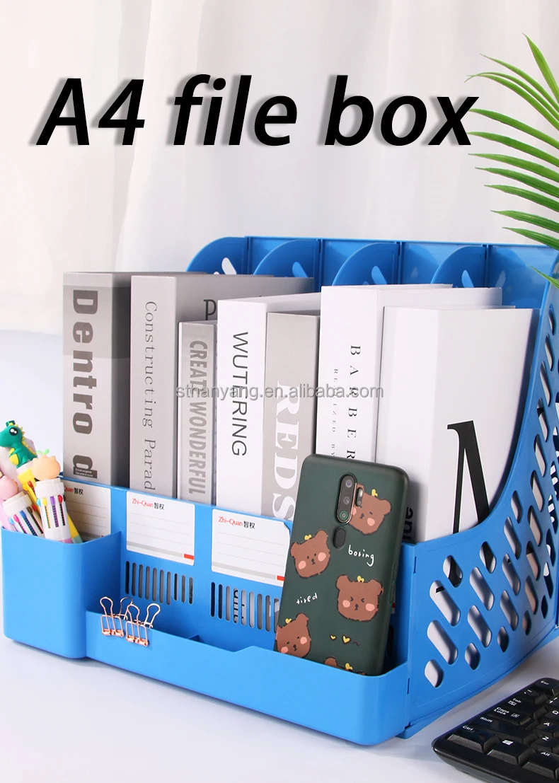 Document Rack Desktop A4 File Rack Office Organizer Desk 3 Column ...