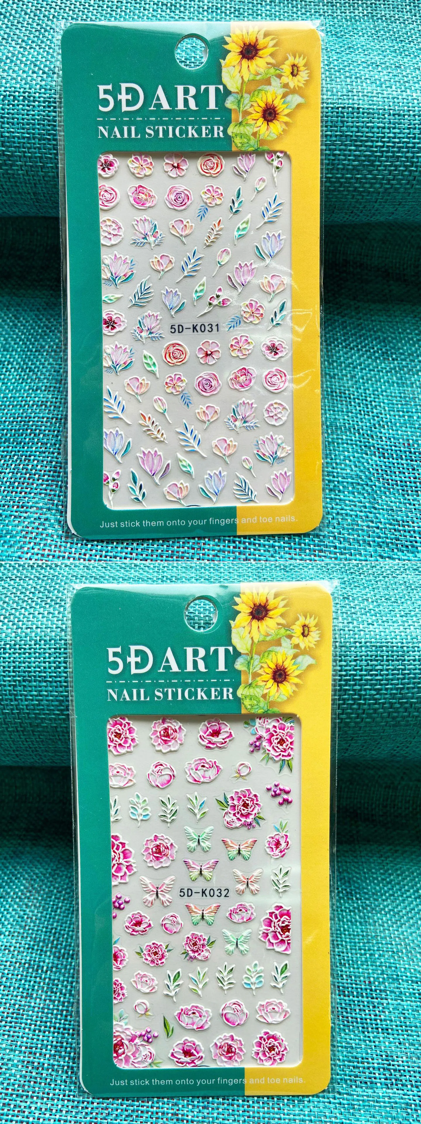 5d Nail Sticker Relief Butterfly Pattern Flower Clothes Lines Relief ...