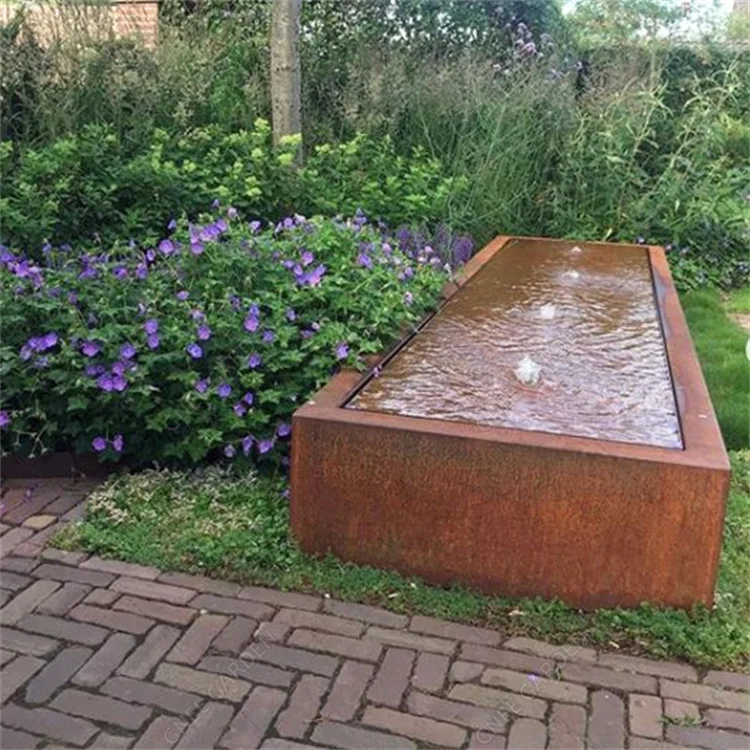 Industrial-style Corten Steel Water Fountain With Led Lights - Buy ...