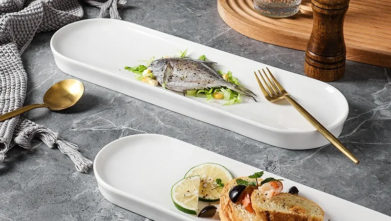 New Rectangle Ceramic Sushi Plate Cake Hamberg Steak Dessert Pasta ...