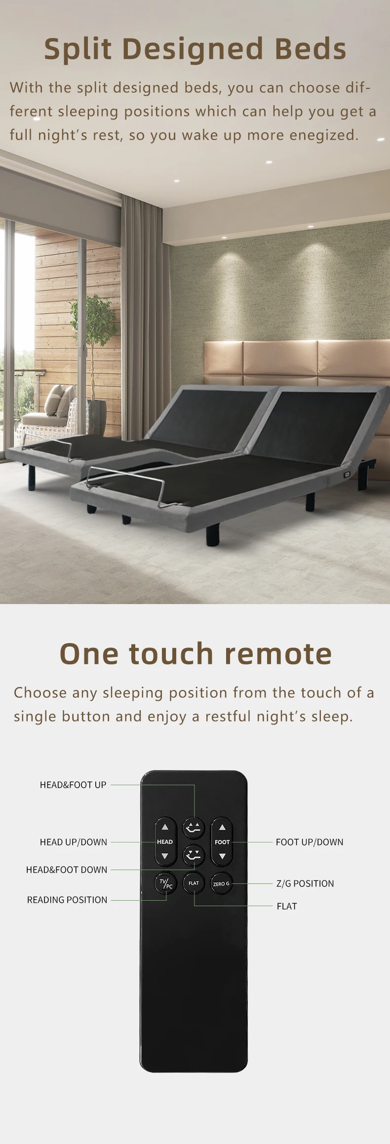 Modern Electric Adjustable Bed In Hot Sale Superior Design With Metal ...