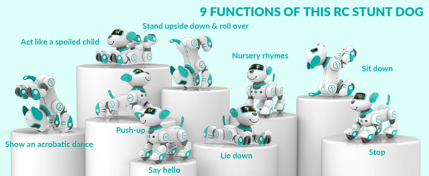 Rc Robot Toy Dog Ai Programmable Interactive & Educational Smart Stunt ...