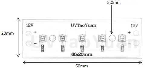 265-275nm Deep UVC UVB Strip Light Bar 60X20mm @40mW UVC LED Light ...