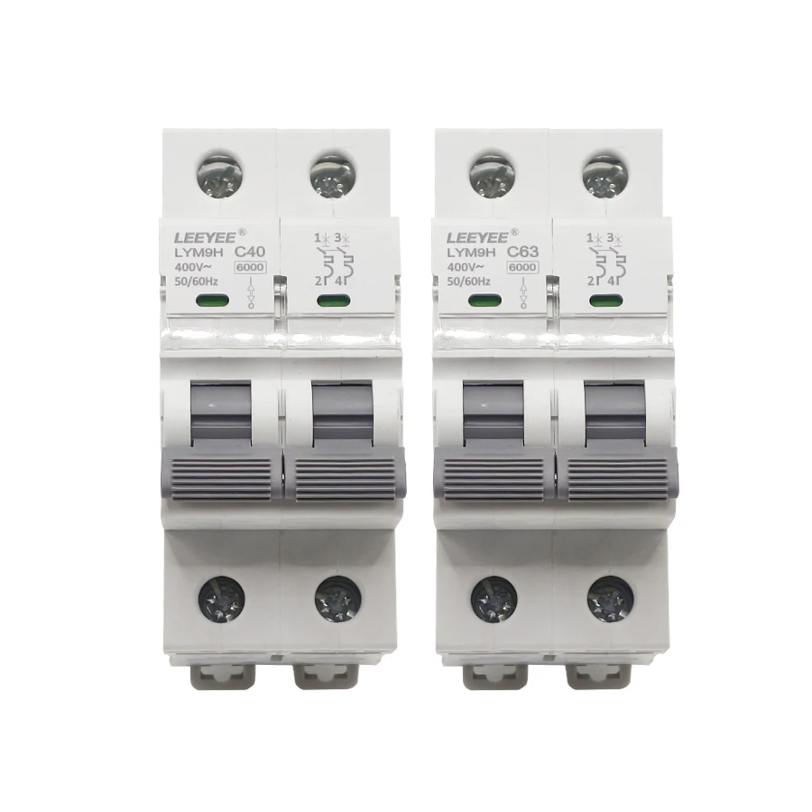 2p 63a 400v Ac 6ka Mcb Mini Circuit Breaker For Home Over Current Protection - Buy C63 Mini ...