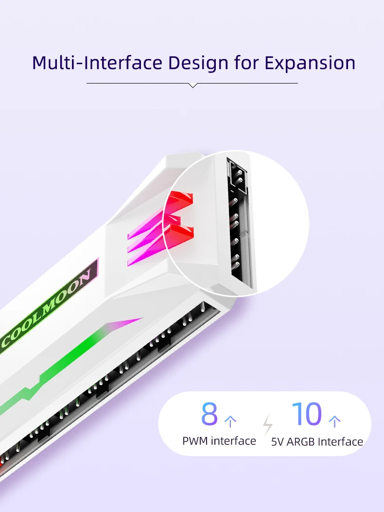 Oem Coolmoon Gaming Computer Argb Controller 4pin Pwm 5v 3pin Argb ...