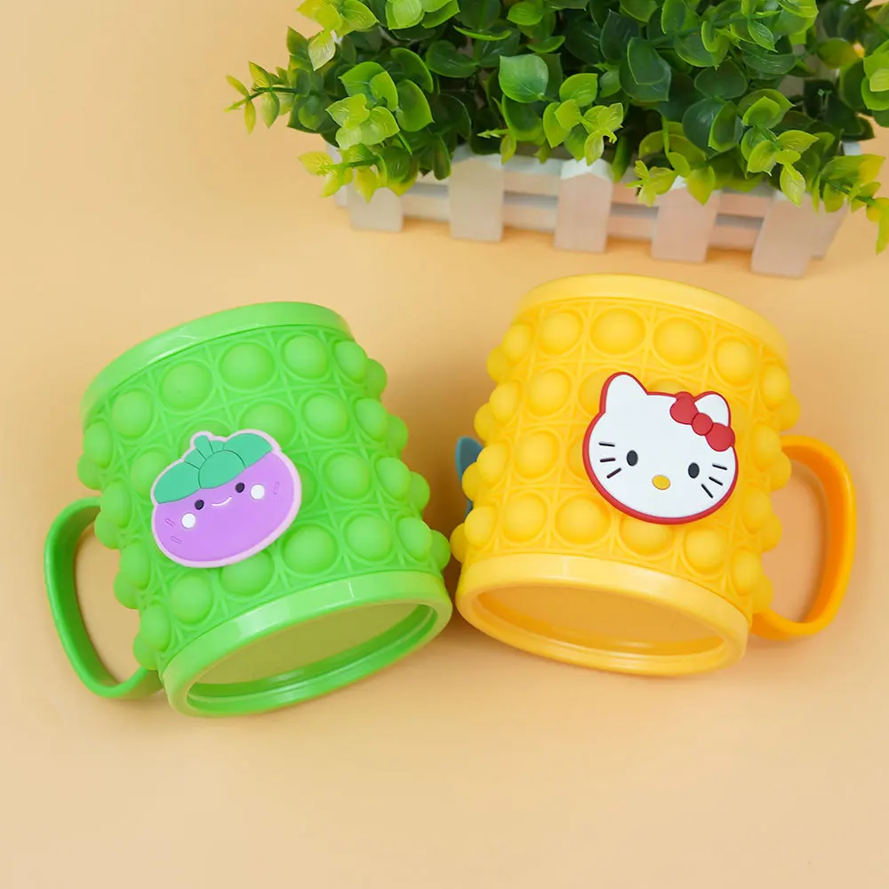 2023 New Cute Cat Kids Drink Cup Silicone Push Bubble Fidget Popper Mug ...