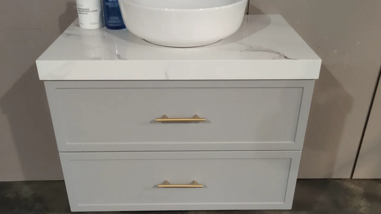 Knock-down Modern Luxury White Gold Two Drawers Bathroom Vanity Cabinet ...