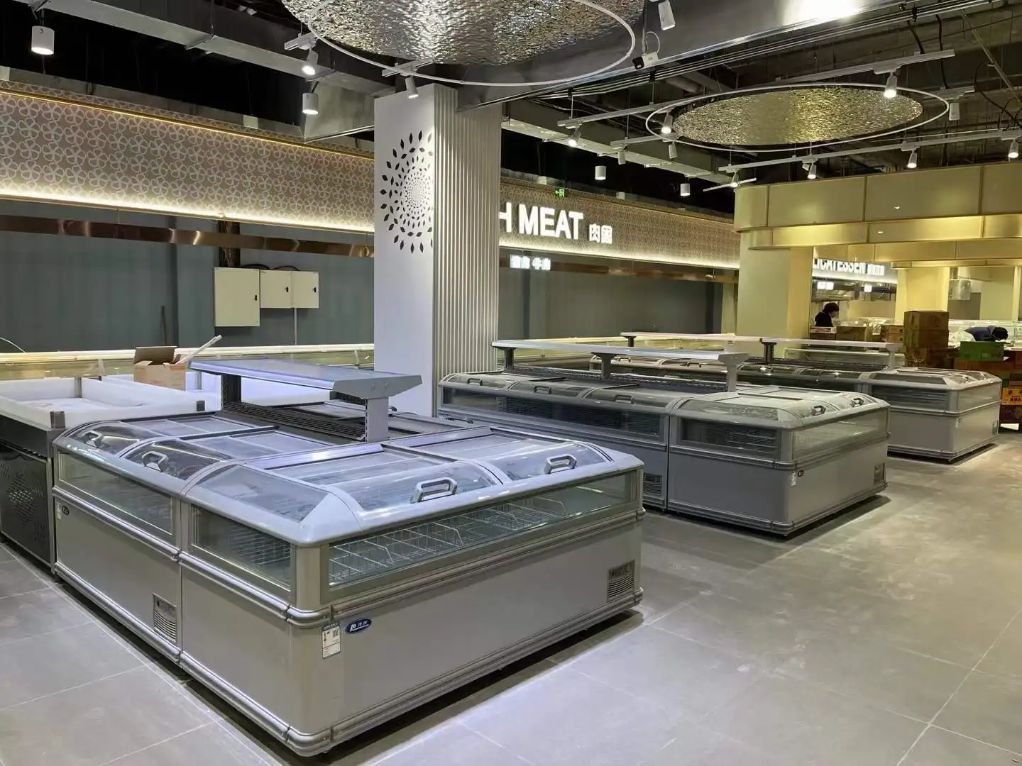 Transparent Island Freezer With up &down Sliding Door Display Fridge ...