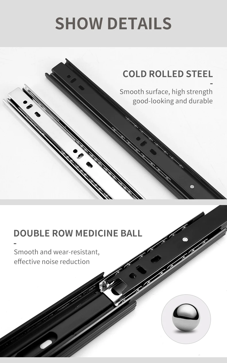 40mm 3-Fold Channel Sliding Rails for Cabinet Doors
