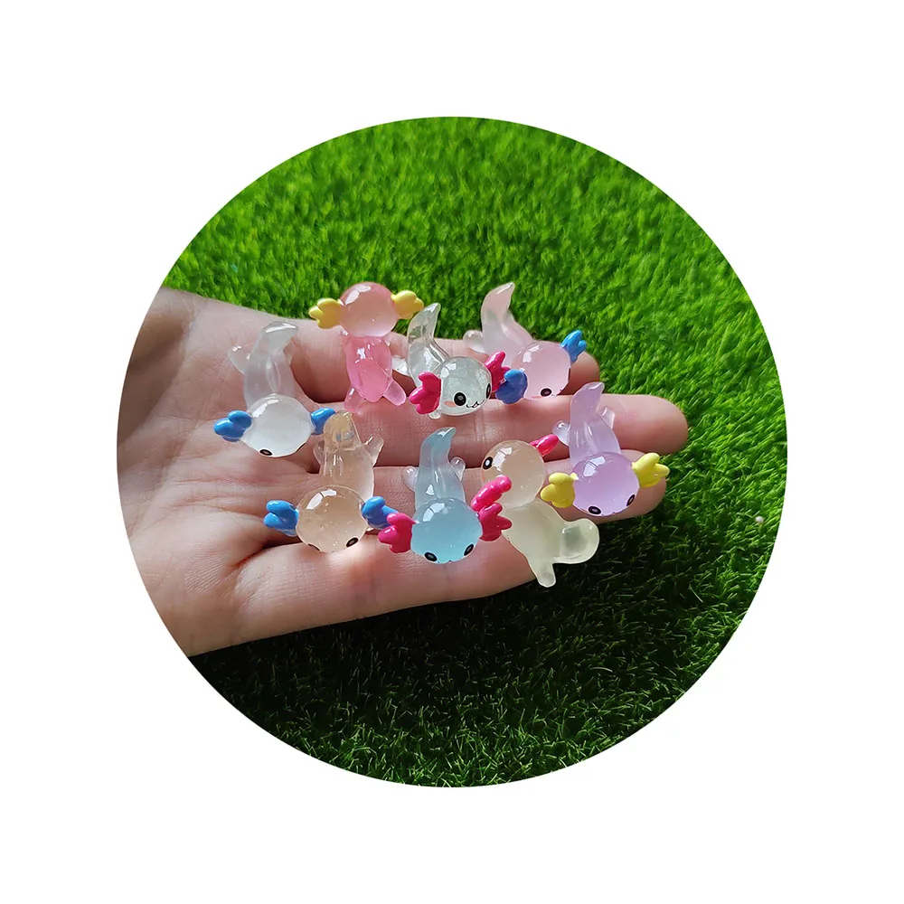 Cute Luminous Resin Axolotl Figurine - Glow in Dark Charm