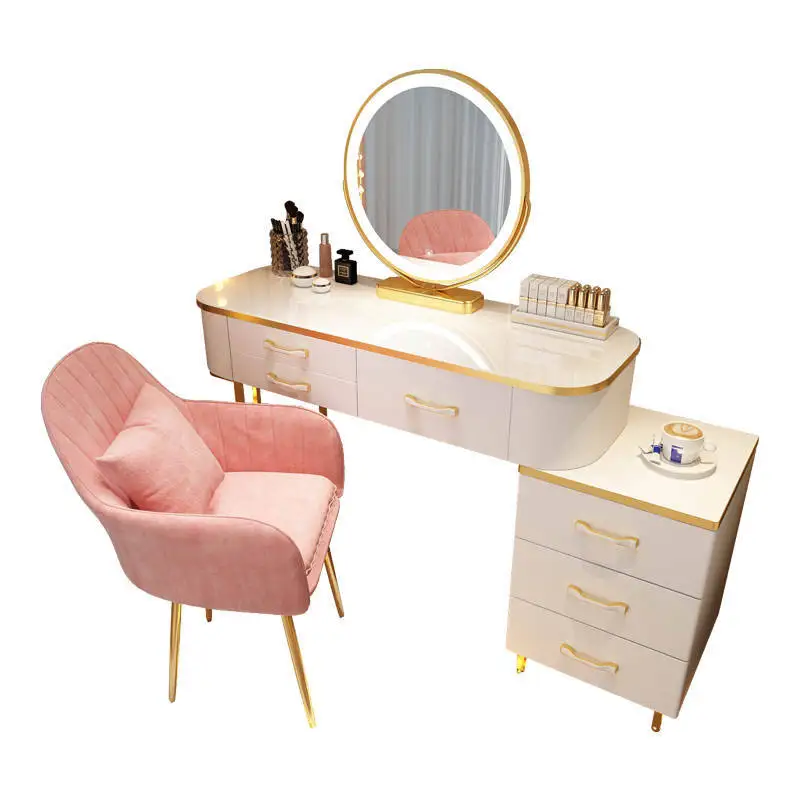 Girls Dressing Table Home Furniture High Gloss With Touch Led Mirror ...