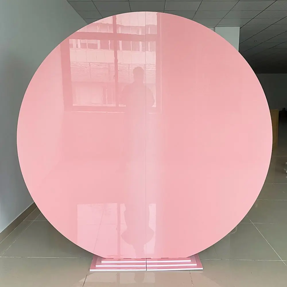 acrylic Wedding Decoration Backdrop Stand Pink Round Backdrop White ...