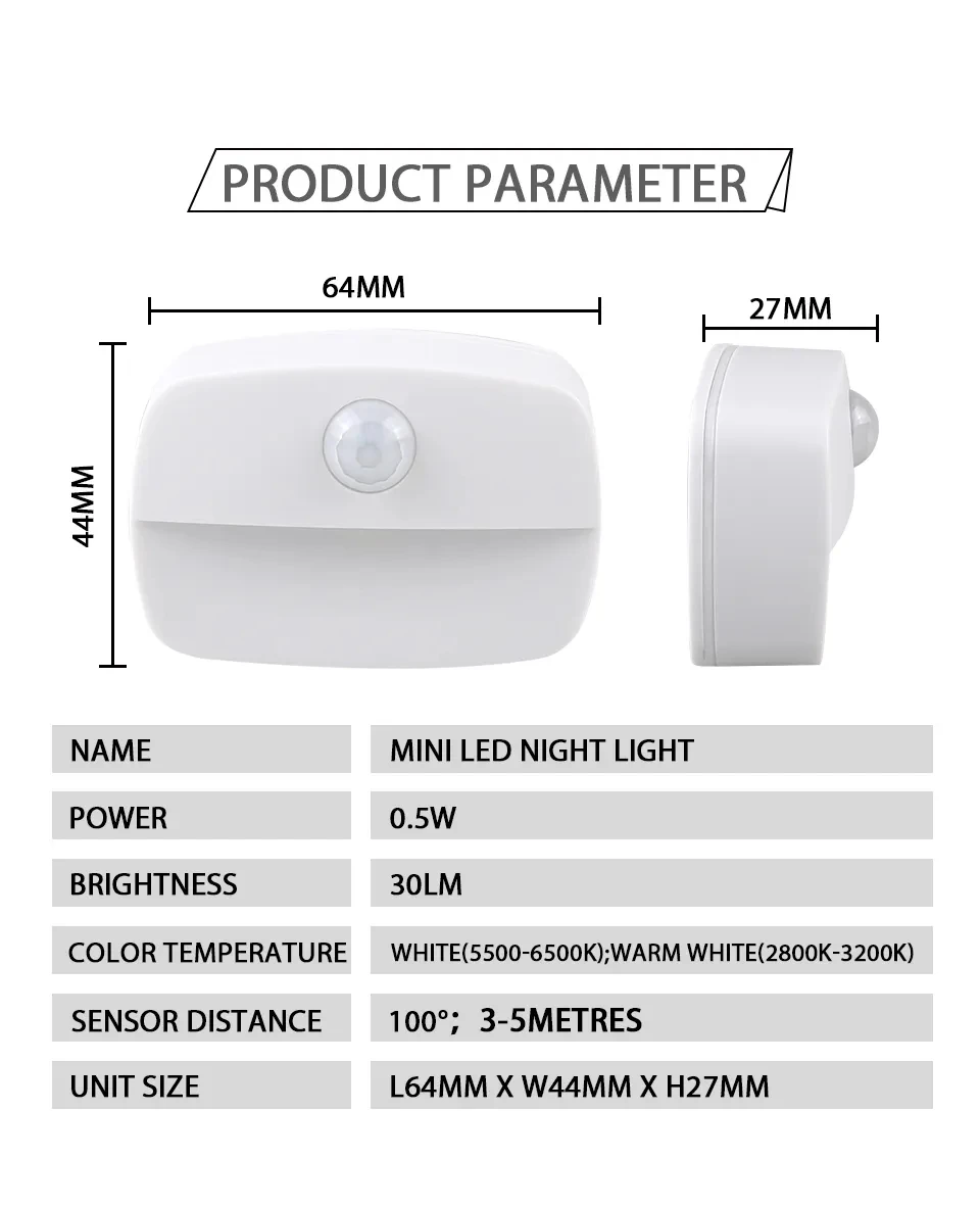 Motion Sensor Light Indoor LED Night Stick on Battery