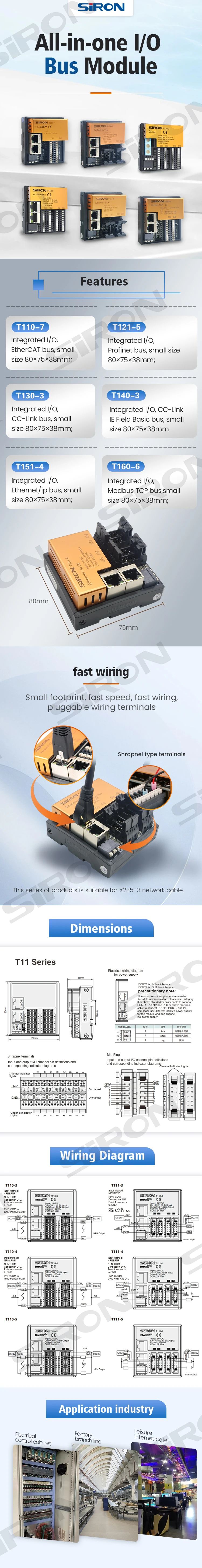 SiRON T1 Series EtherCAT Profinet Remote IO Module - Versatile Analog Digital Control for ...