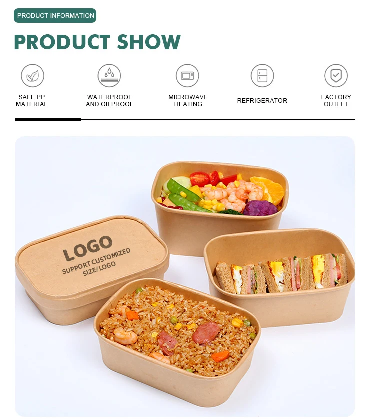 Kraft Paper Food Boxes Food Takeout Containers Disposable Salad Bowl ...