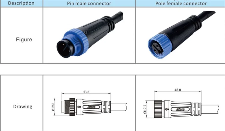 M15 Standard Male Female Screw Locking Electric Waterproof Power ...