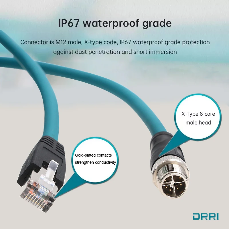 M12 X-coded 8pin To Rj45 Gigabit Ethernet Interface Cat6 Shielded Cable ...