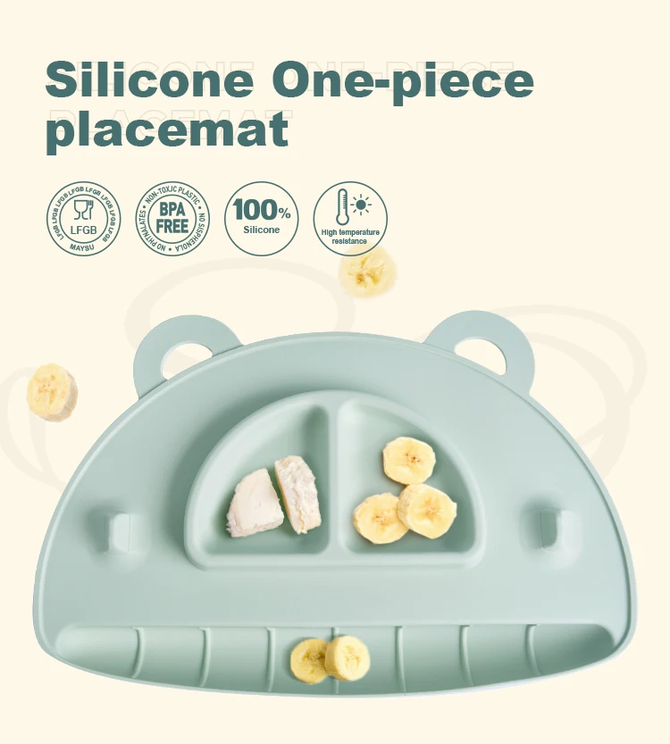 Eco-friendly Dinnerware Children Plates Placemat Silicone Durable Baby ...