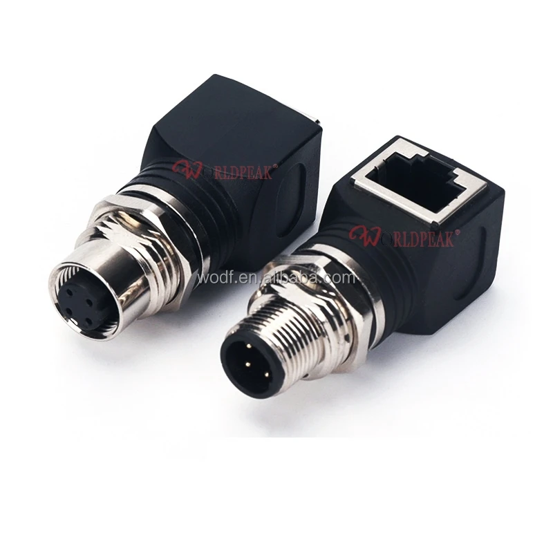 M12 to RJ45 Bulkhead Connector D Code Waterproof M12 4 Pin Female to RJ45 Female Adapter ...