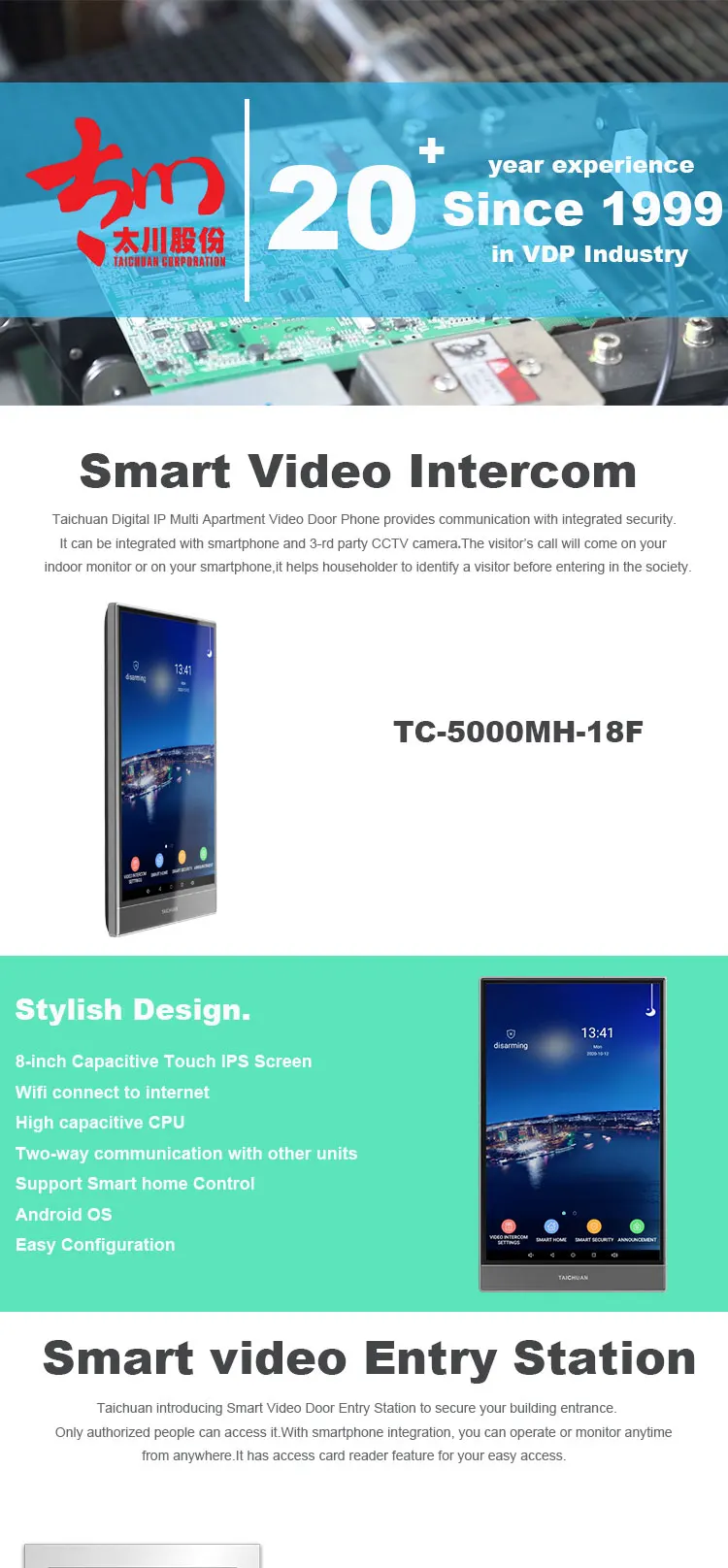 Tuya 8" Ip/tcp Video Intercom System 1080p Camera Android Smart Home ...