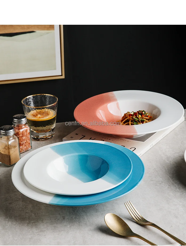 Two-color Gradient Porcelain Plate - Unique Design Ceramic