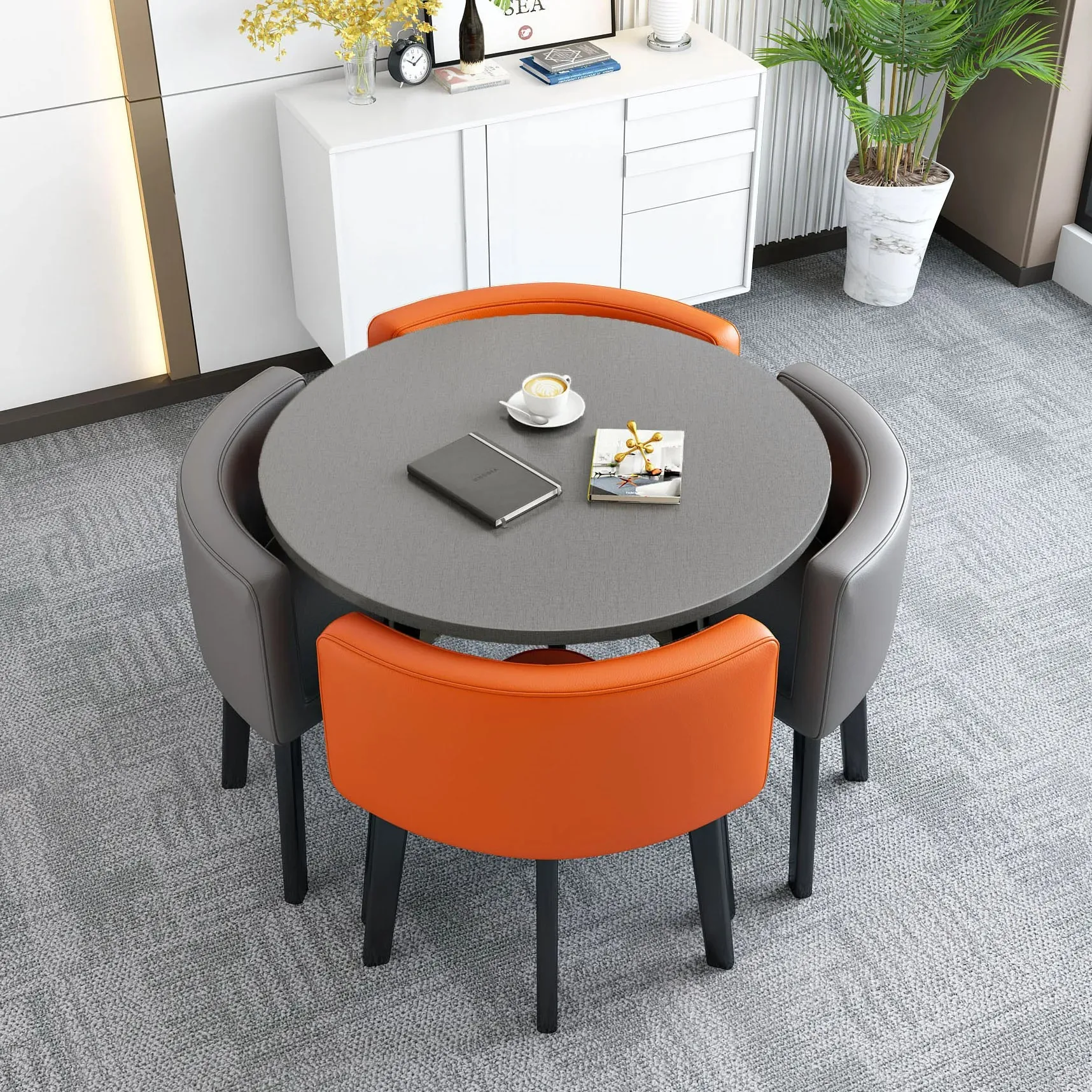 Round Dining Table Luxury Round 4 Chairs Coffee Modern Dining Table ...