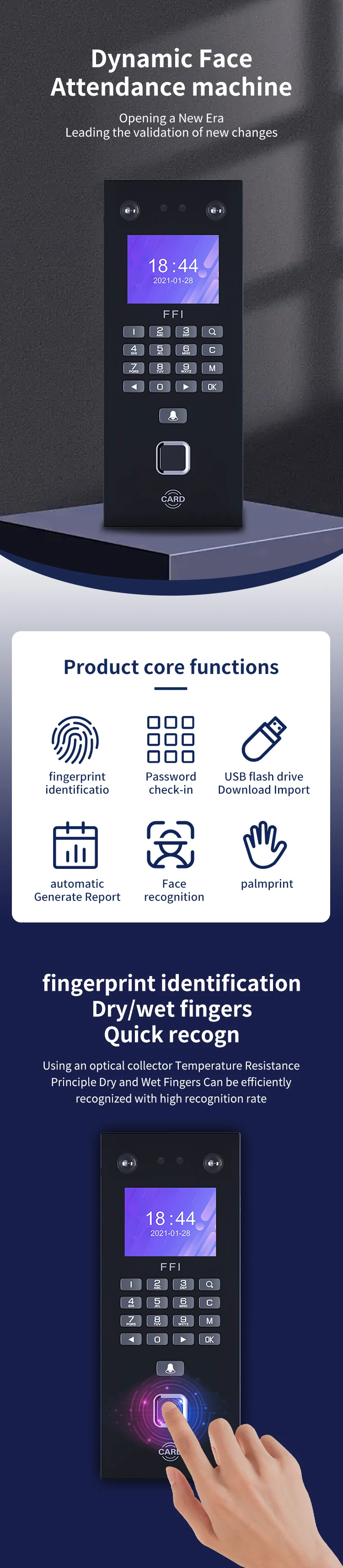 F10-2tkw Biometric Facial Recognition Fingerprint Palm Vein Time ...
