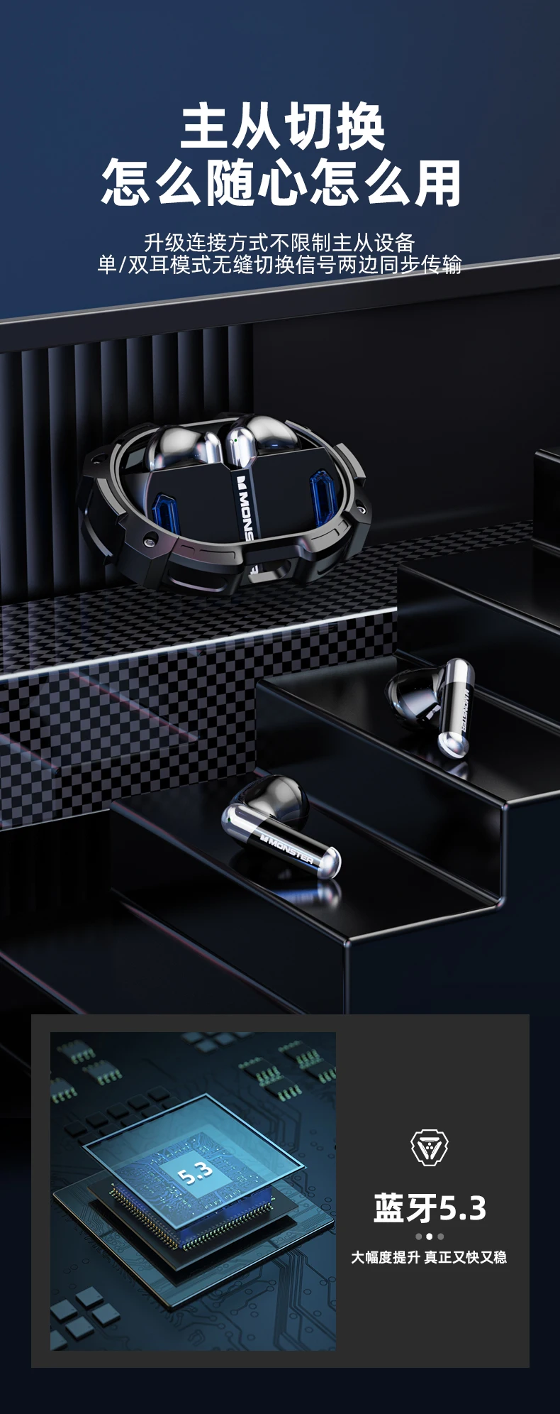 2023 New Arrival Monster Airmars Xkt10 Pro Bluetooth 5.3 Headphones Enc ...