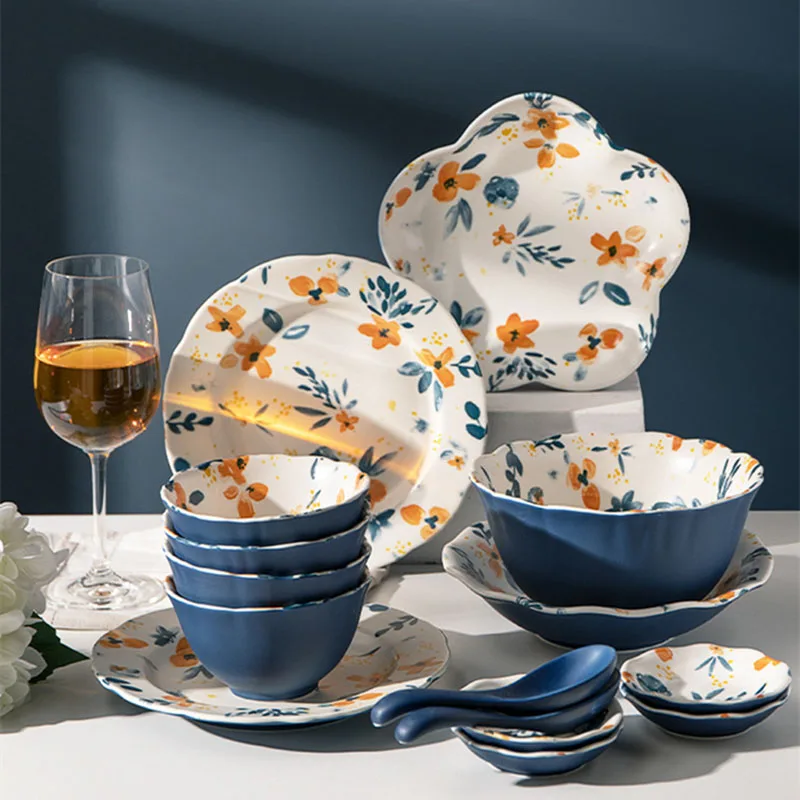 Modern Japanese Restaurant Flower Ceramic Crockery Dinnerware Sets ...