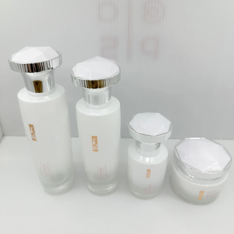 White Cosmetic Glass Bottle Premium Quality for Cosmetics Oil Bottle Cream Glass Bottle 40ml ...