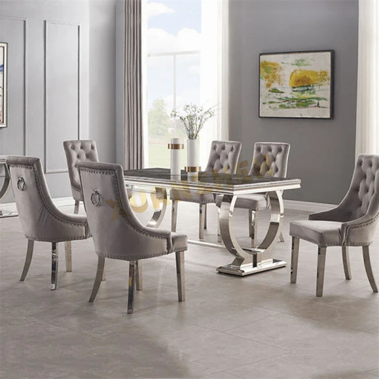 Modern Living Room Furniture Stainless Steel Dining Tables And Chairs ...
