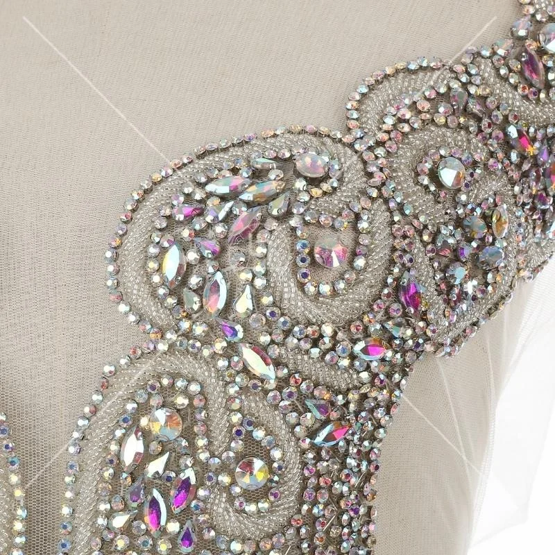Rhinestones Bodice Glass Flat Applique For Bodice Sew On Crystals Lx920 ...