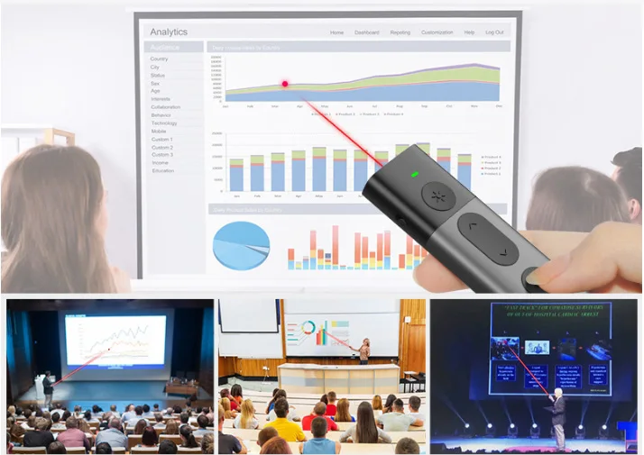 2.4g Timer Magnifier Wireless Presenter Laser Pointer With Recharging ...