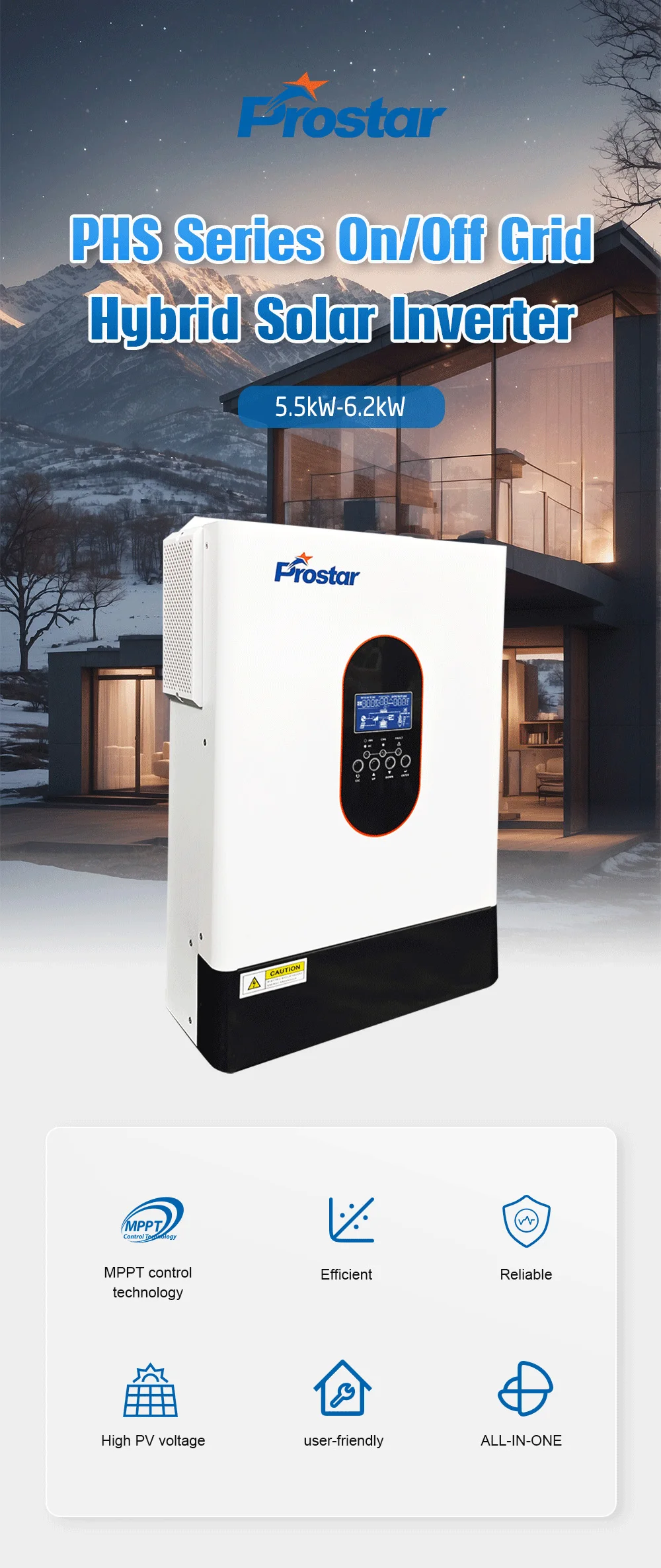 Prostar 6.2KW off-Grid Hybrid Solar Inverter - 48VDC MPPT