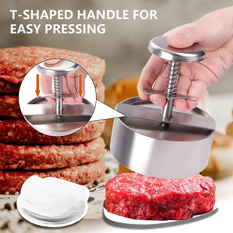 304 Stainless Steel Meat Press Kitchen Round Mold Hamburger Smash Patty ...