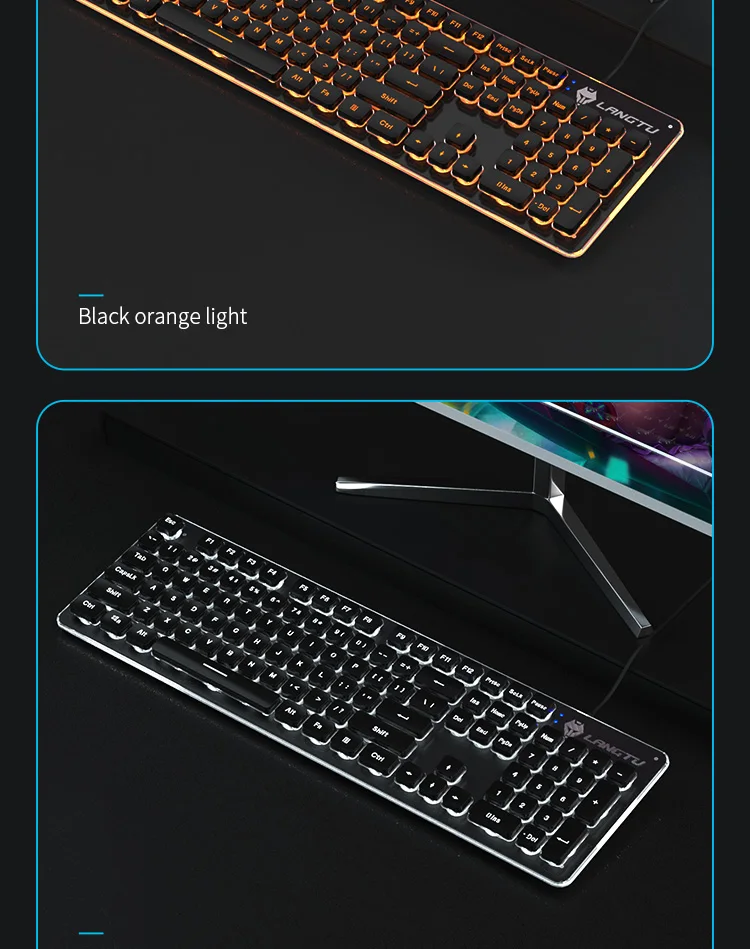Langtu L1 Membrane Silent Wired Keyboard with Chocolate Lighted Key for ...