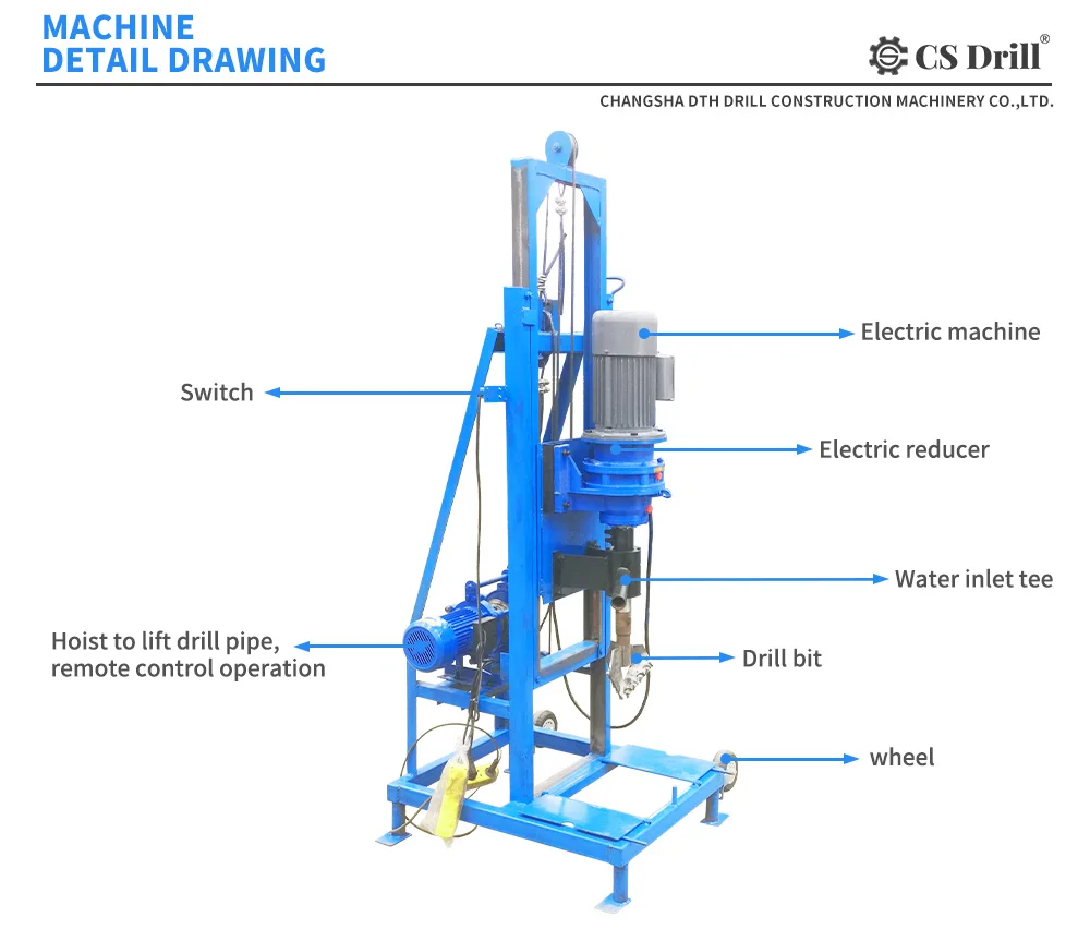 CSDRILL 100m Deep Portable Electric Hydraulic Water Well Drilling Rig