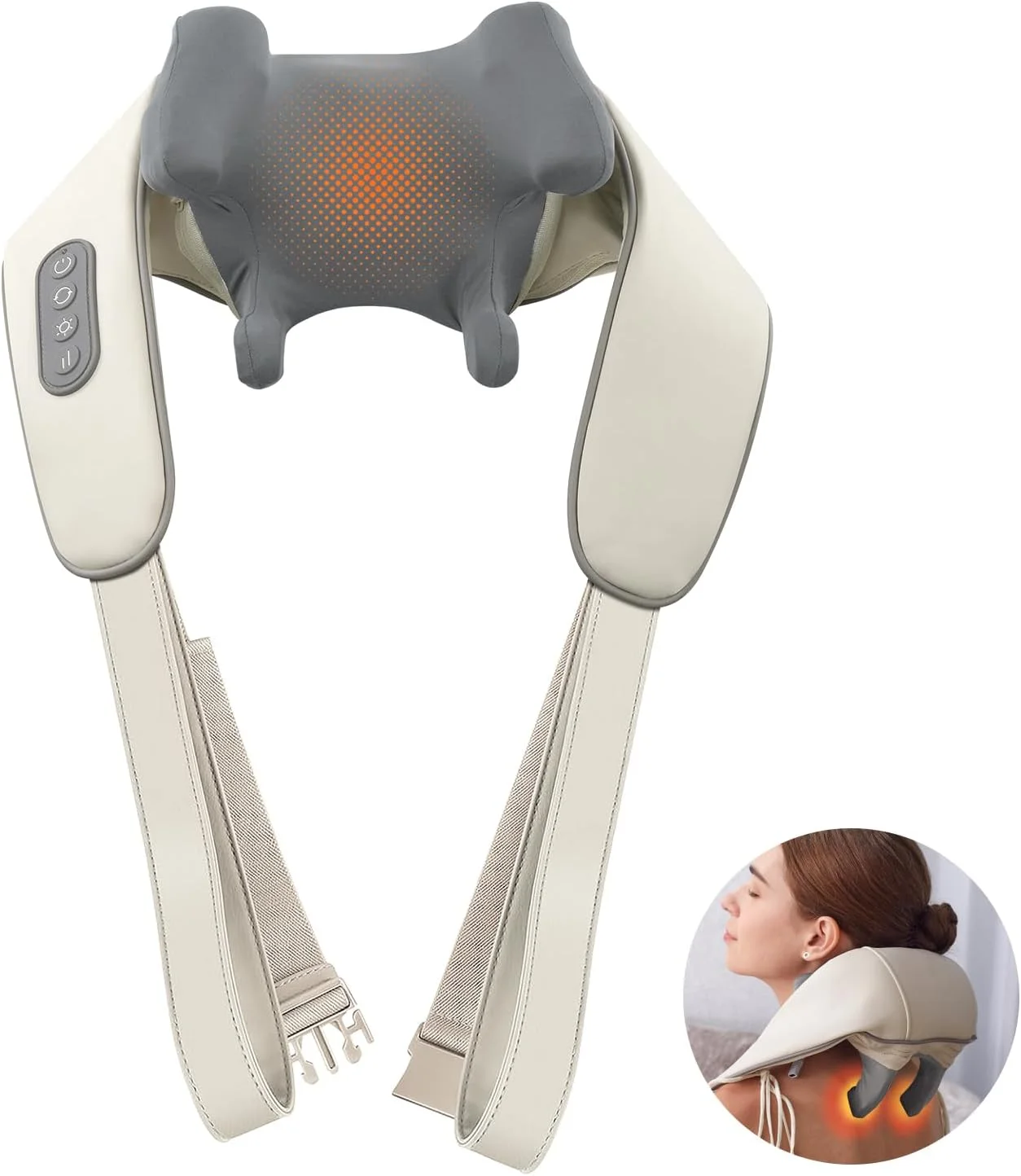 Nowcozy Wearable Neck Shoulder Massager, Deep Tissue Shiatsu Back ...