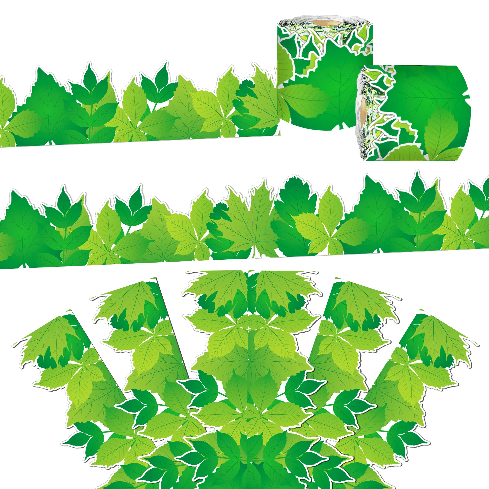 Jt054 Green Leaves Bulletin Board Borders Rolled Roll Self Adhesive ...