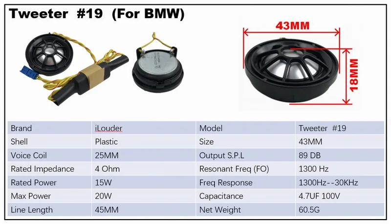 Many Models Car Audio 15 Watts Tweeter Speaker Driver