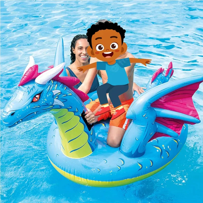 Intex 57563 Inflatable Animal Dragon Floating Mat Inflatable Ride-on ...