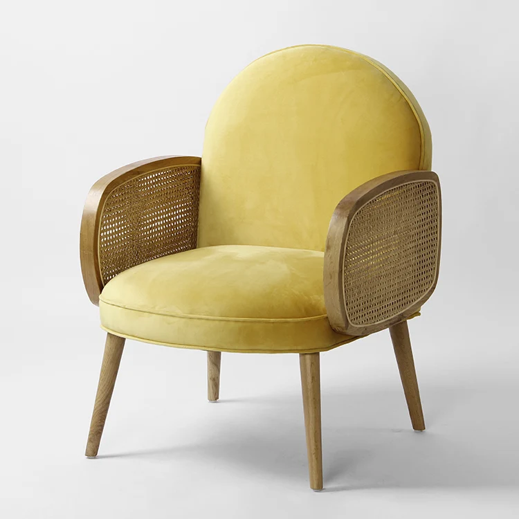 American White Oak Wood Lemon Yellow Rattan Relaxing Chair - Buy Lemon ...