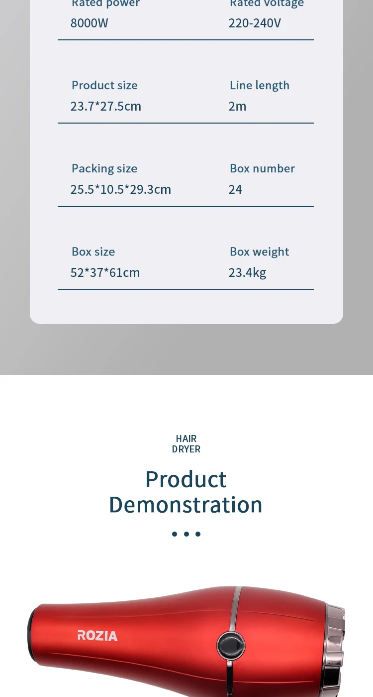 Secadora de Cabello Rozia de 8000w Hair Dryer HC8341 GENERICO | falabella.com