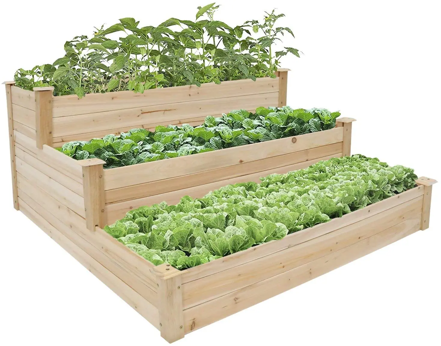 3 Tier Raised Garden Bed Outdoor Patio Wooden Elevated Planter Box For