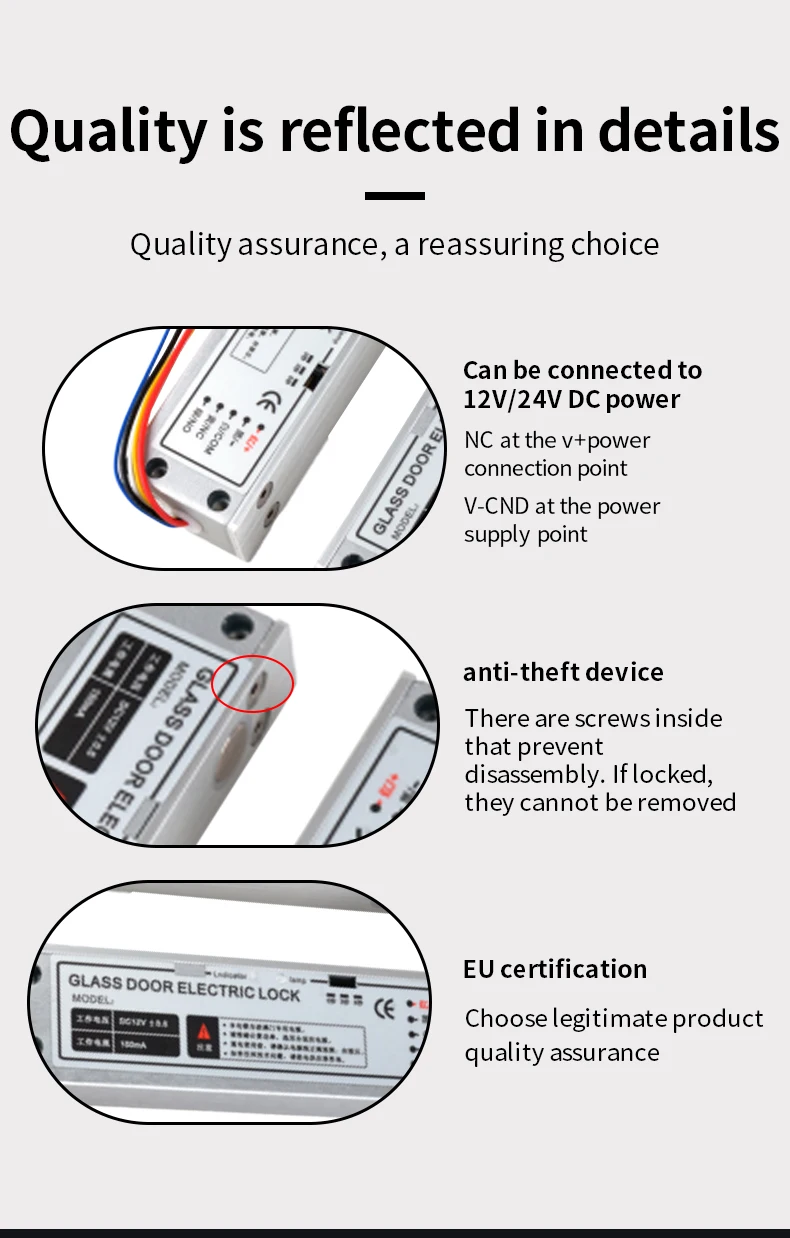 FFi DC206 Surface Mounted Electric Bolt Lock Delay Adjustable Lock with Door signal Feedback for ...