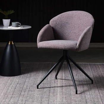 New Design Hot Sale Modern Nordic Revolving Linen Fabric Black Metal ...