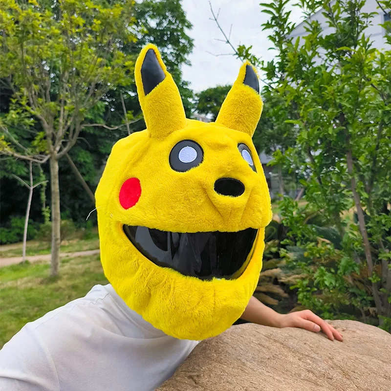 Cute Cartoon Designs Pikachu Plush Personality Fashion Helmet Cover ...