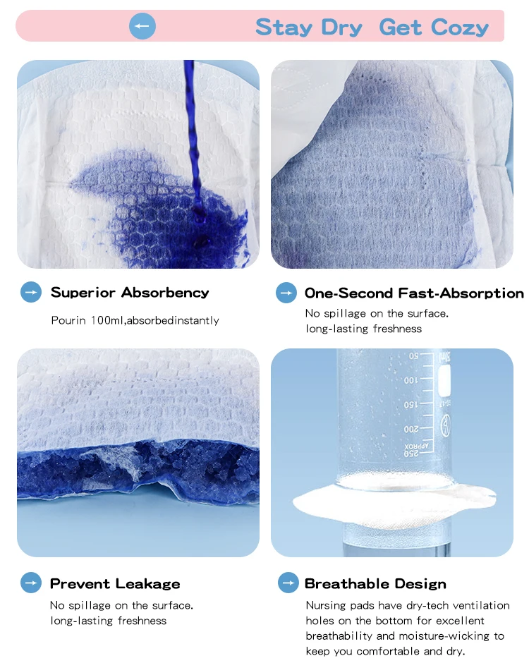 OEM 60PSC Nursing Pad Adhesive Non Slip Disposable Feeding Absorbent ...