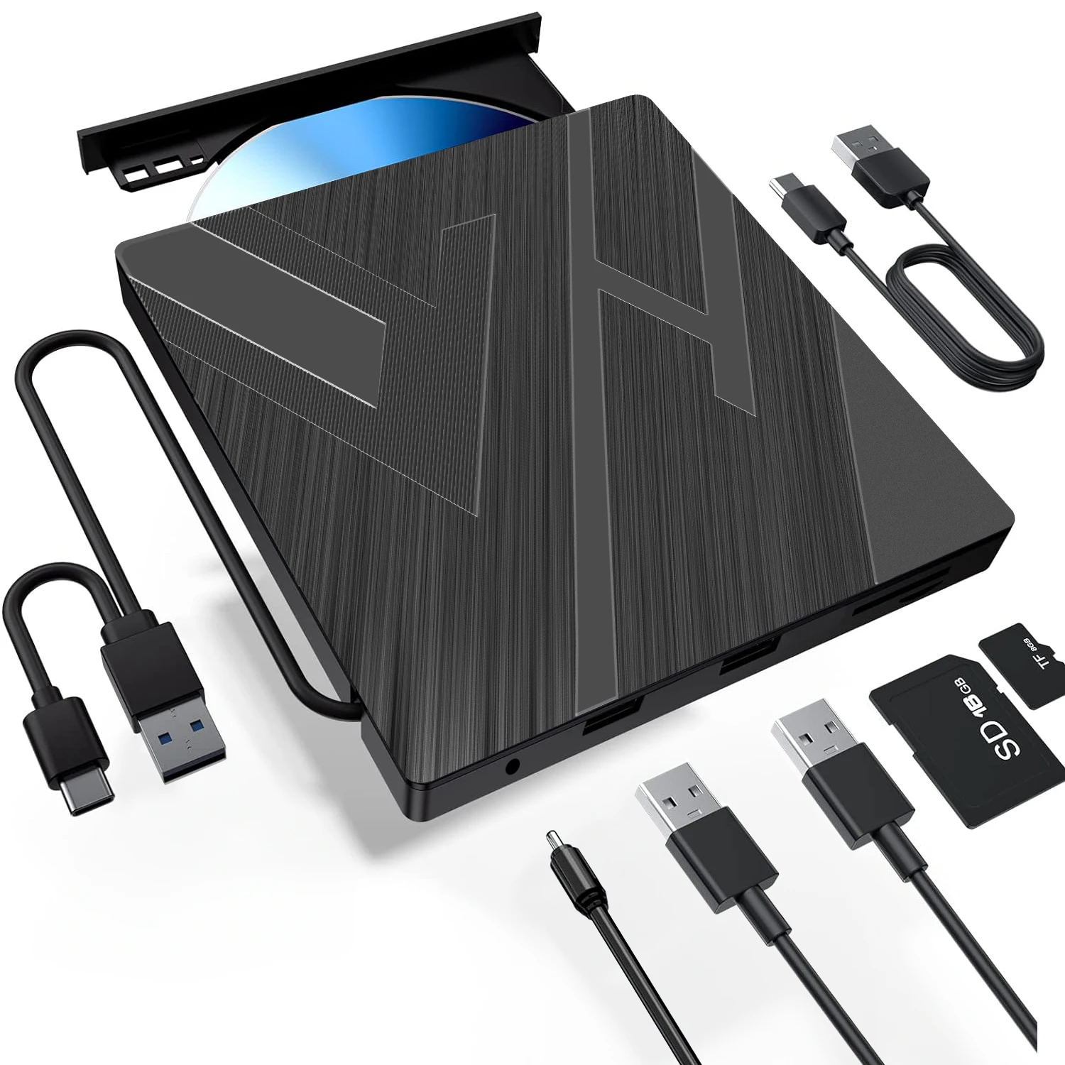 Usb 3.0 Type C External Dvd Drive Cd Burner Drive-free High-speed Read ...