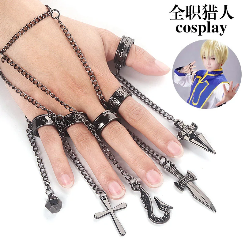 2 Designs Anime Cosplay Ring Hunter X Hunter Five Finger Ring With ...